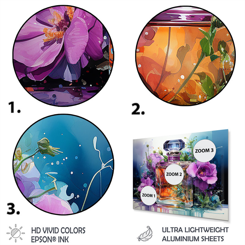 House of Hampton® Perfume Vibrant Elegance IV - Fashion Metal Wall Decor Set | Wayfair